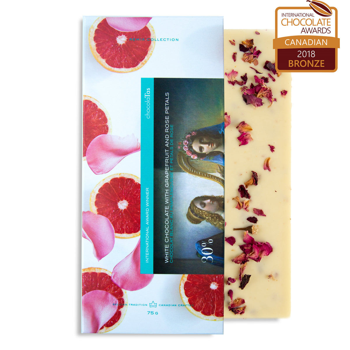 Tablet - White Chocolate, 30% with Grapefruit and Rose Petals ...